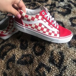 Vans | Shoes | Custom Red Checkered Vans | Poshmark